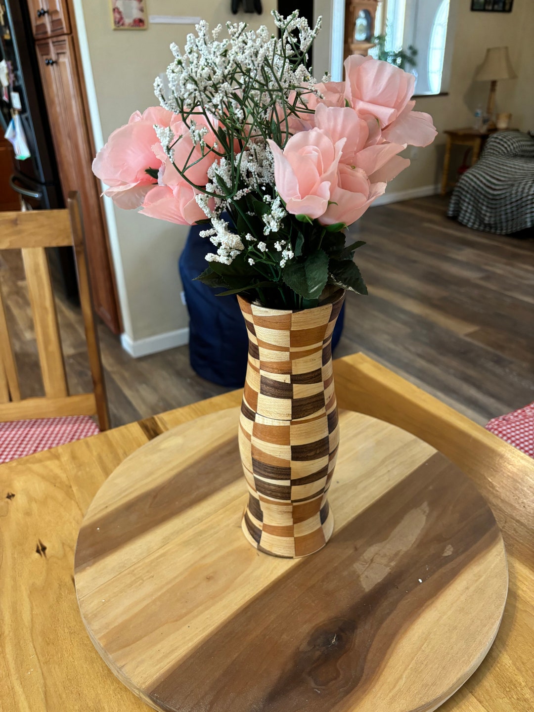 Unique Segmented Wood Vase Fresh Flowers or Silk Flower - Etsy