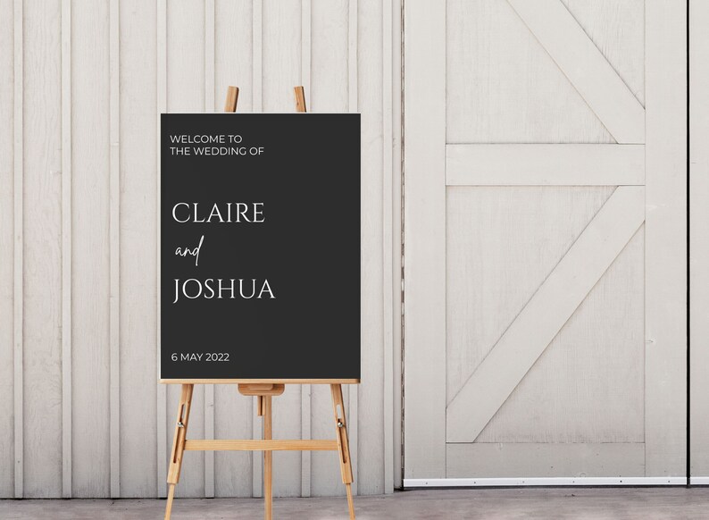 Simple Black & White Wedding Welcome Sign - Etsy