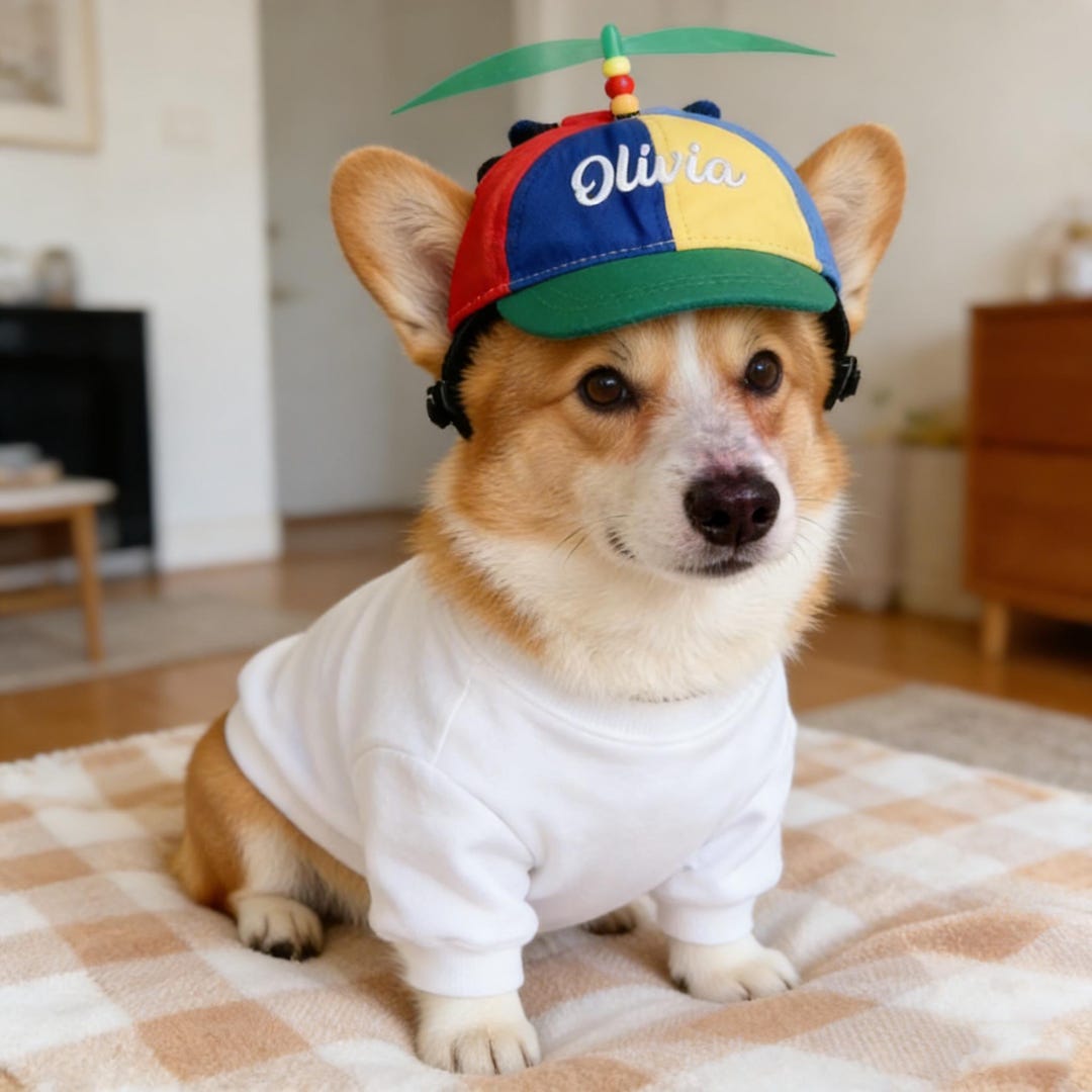 Embroidered Name Propeller Helicopter Pet Hats, Personalized Name ...