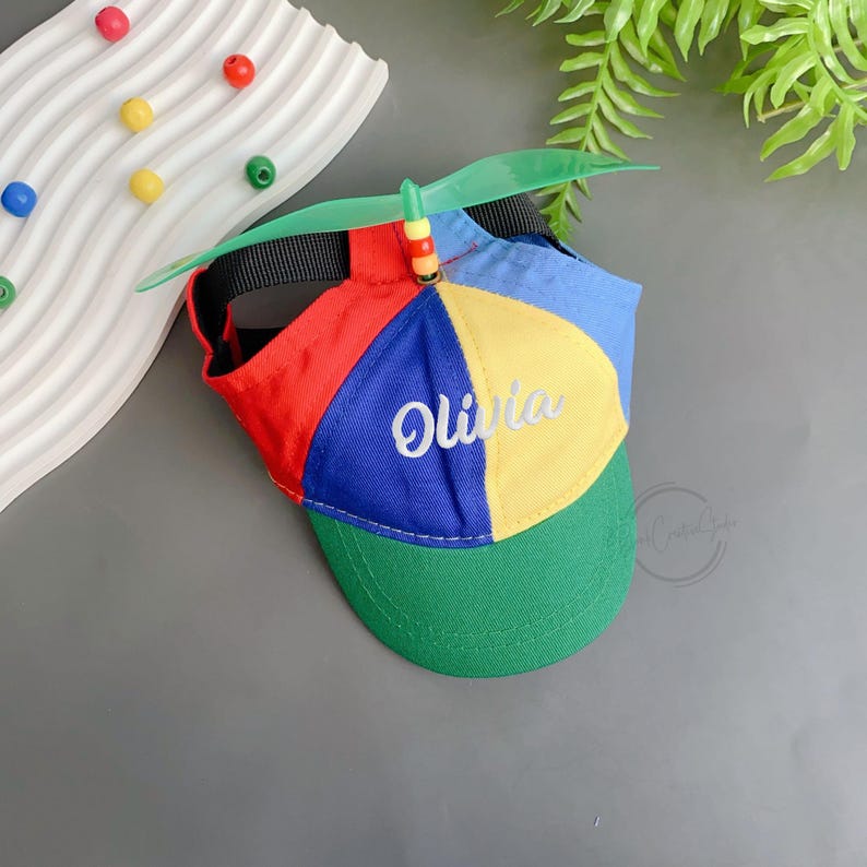 Personalized Propeller Helicopter Pet Hats, Custom Name Spinning ...