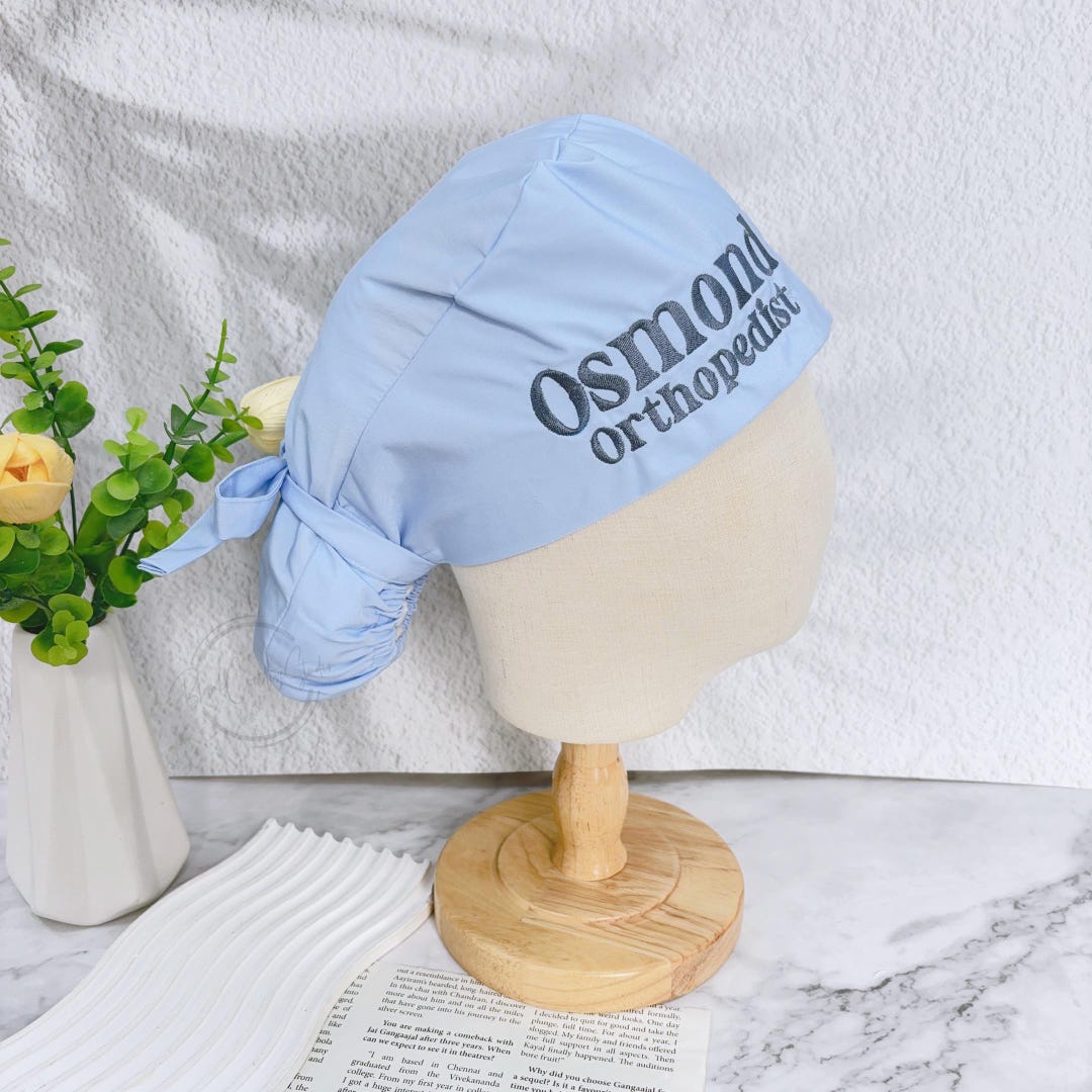 Embroidered Scrub Cap With Custom Name, Personalized Long Hair Surgical ...