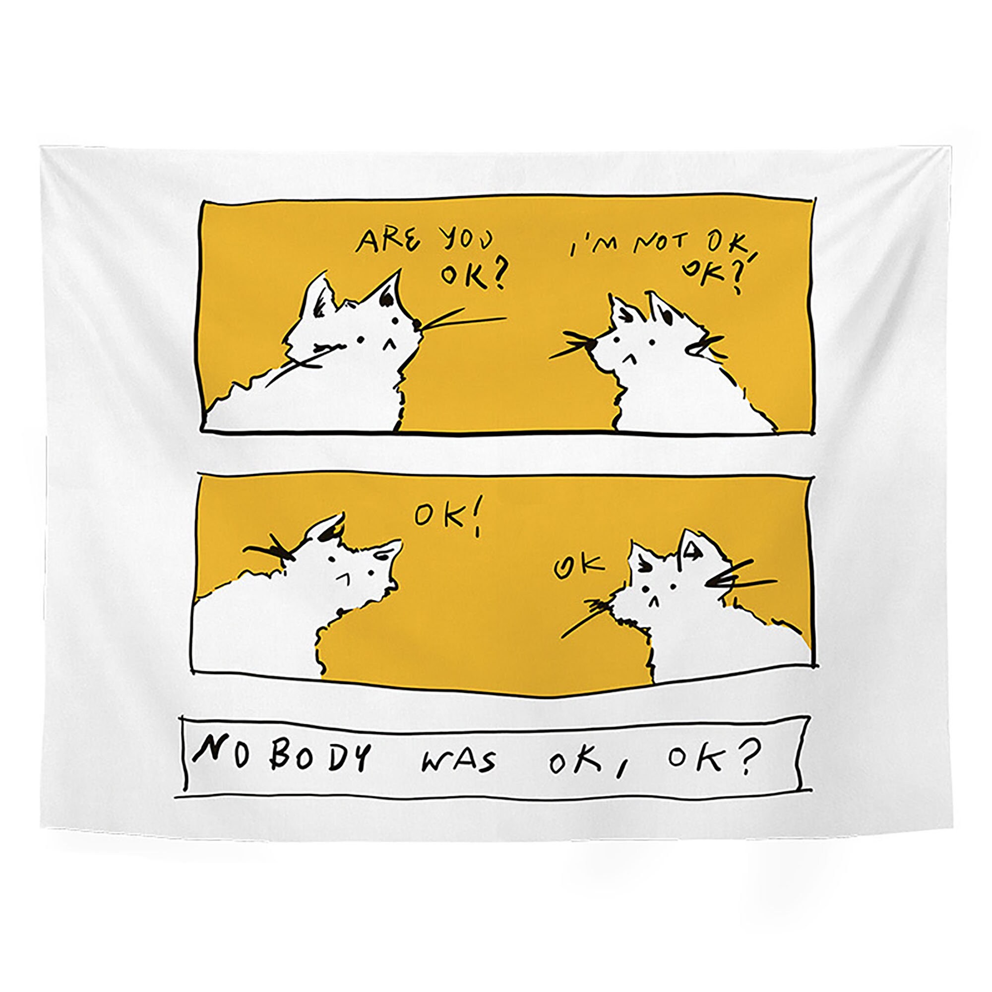 Cute Cat Tapestryline Wall Art Tapestryfabric Wall Hanging - Etsy