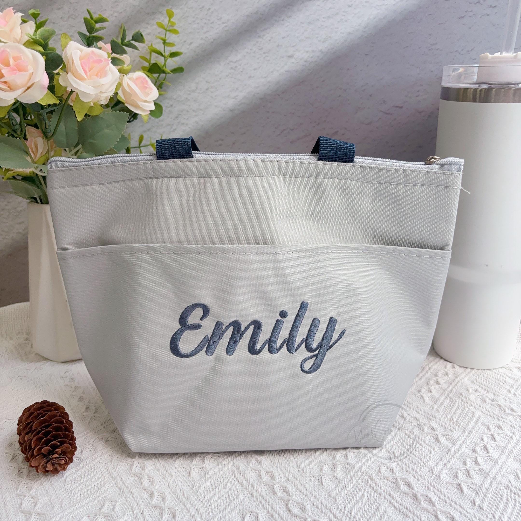4 Color Custom Name Lunch Bag, Embroidered Lunch Bag for Her, Insulated ...
