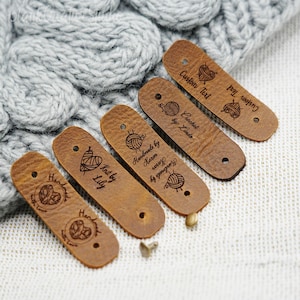 Custom Text Yarn Heart Labels,custom Yarn Ball Leather Tags,real ...