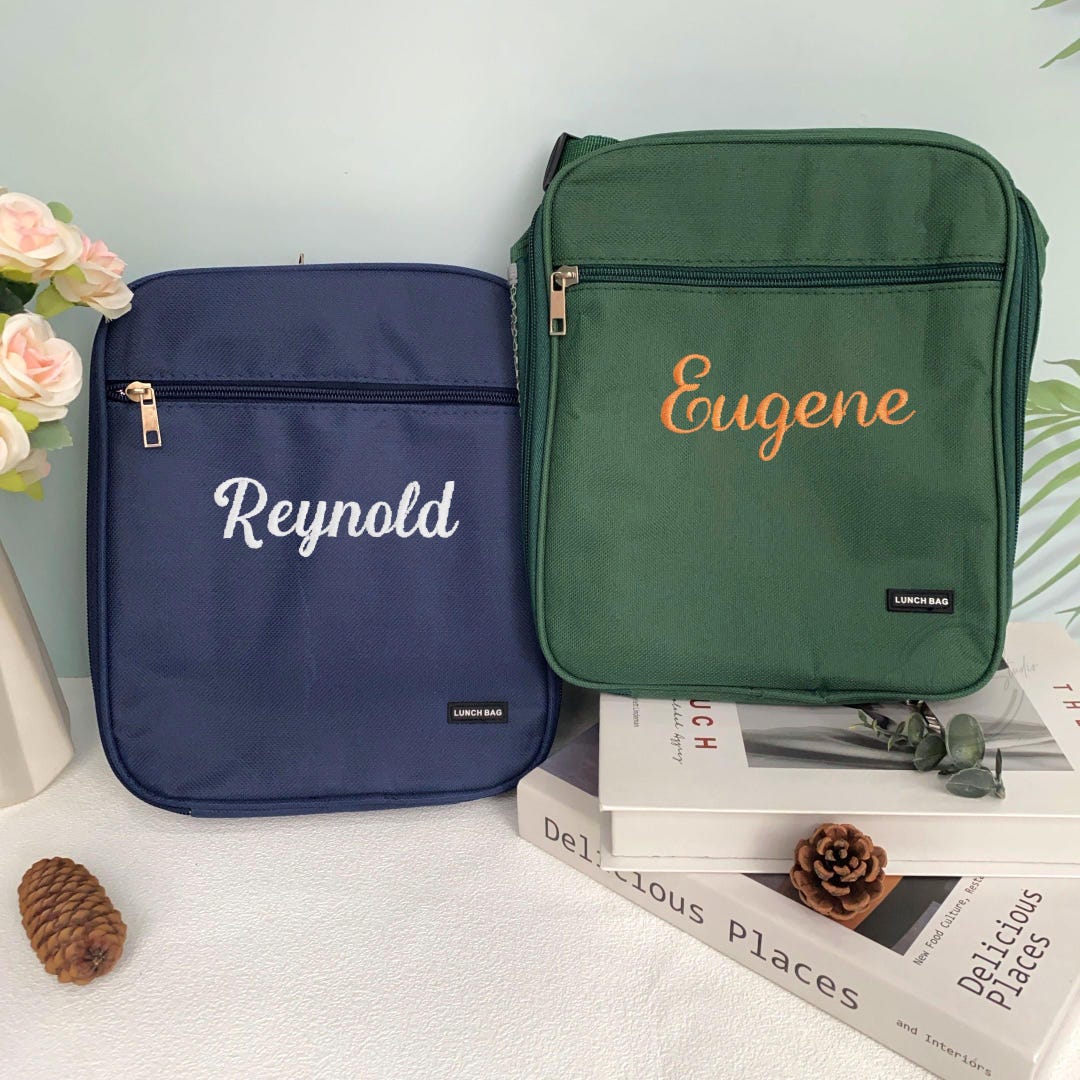 Custom Embroidered Name Lunch Bag for Adults, Personalized Name Lunch ...