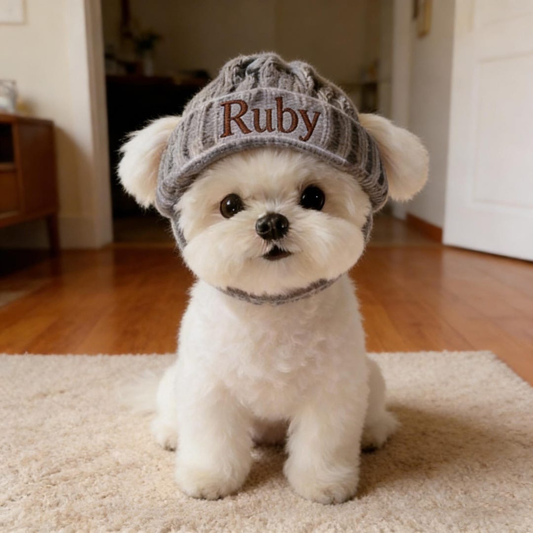 Personalized Dog Winter Beanie With Ear Holes, Custom Embroidered Name ...