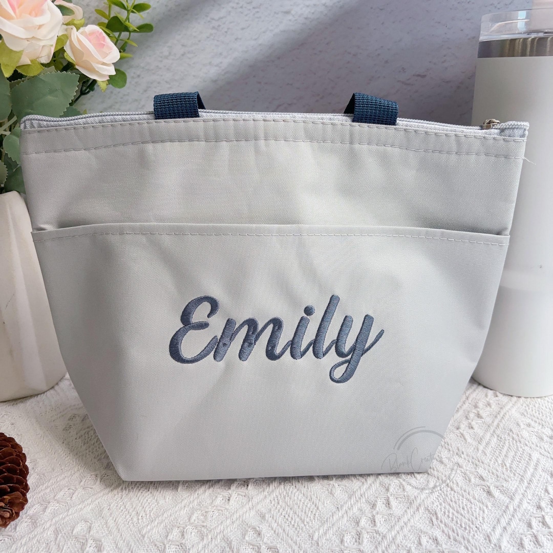 4 Color Custom Name Lunch Bag, Embroidered Lunch Bag for Her, Insulated ...