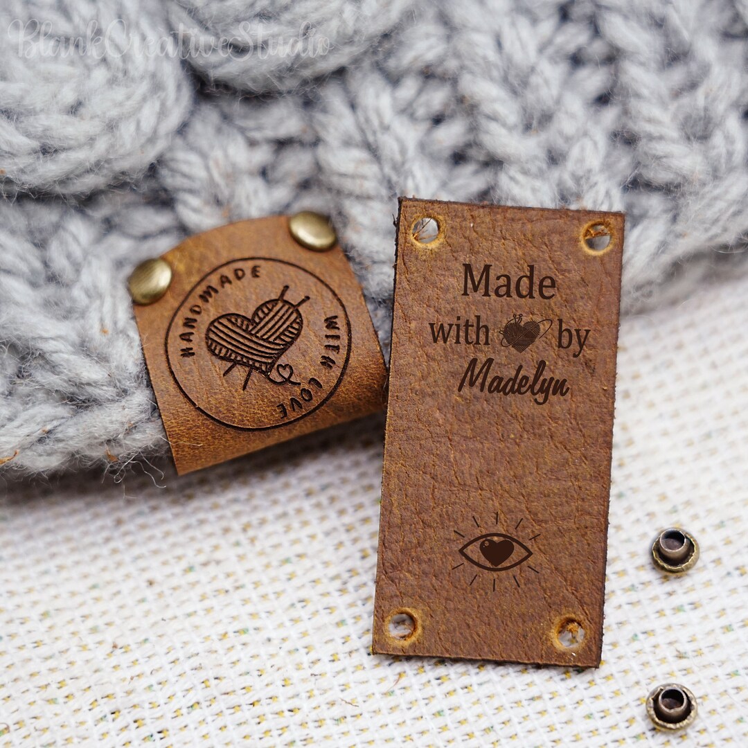 Custom Tags for Crochet,real Leather Tags With Rivets,leather Tags for ...