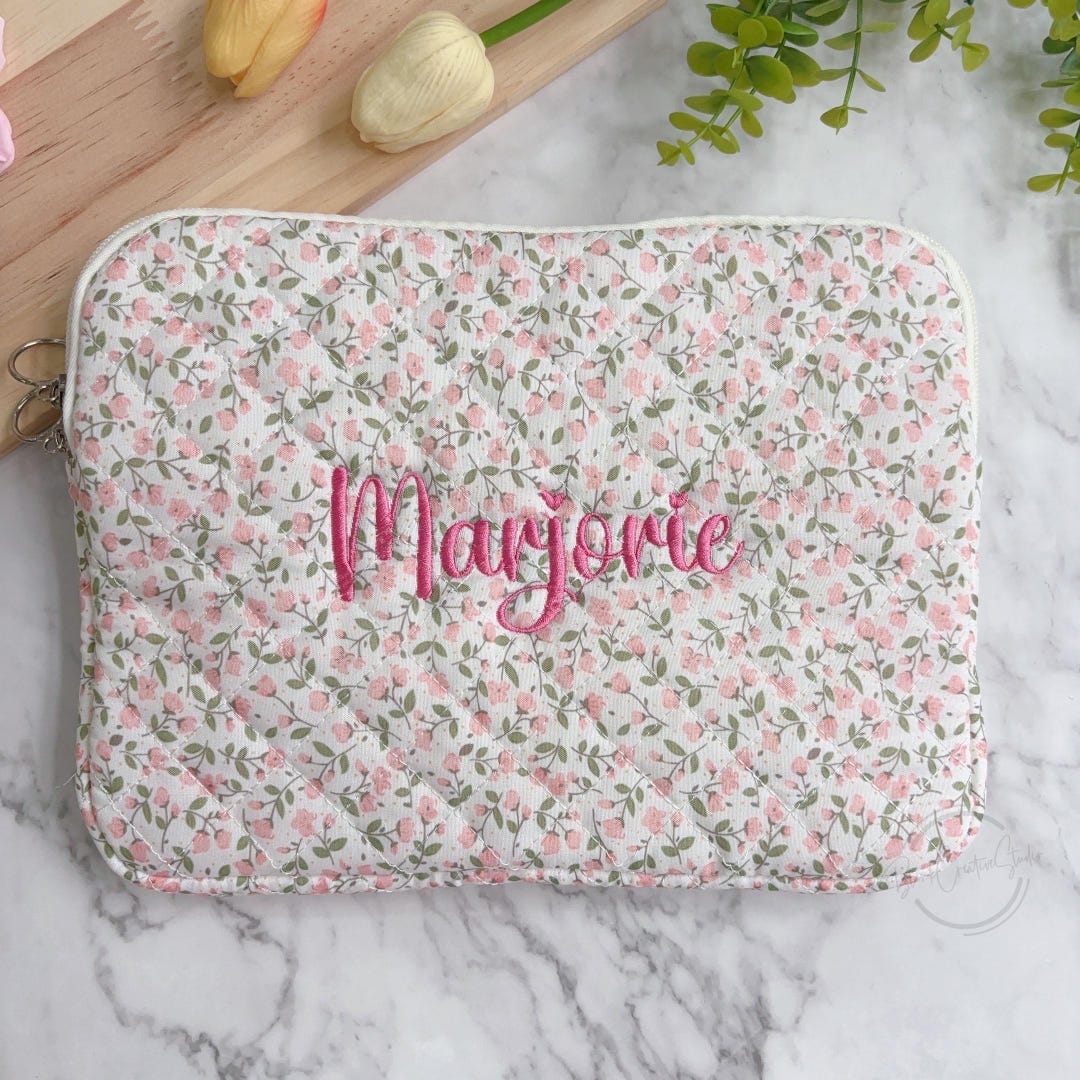 Custom Floral iPad Sleeve, Personalized Laptop Case With Embroidery ...