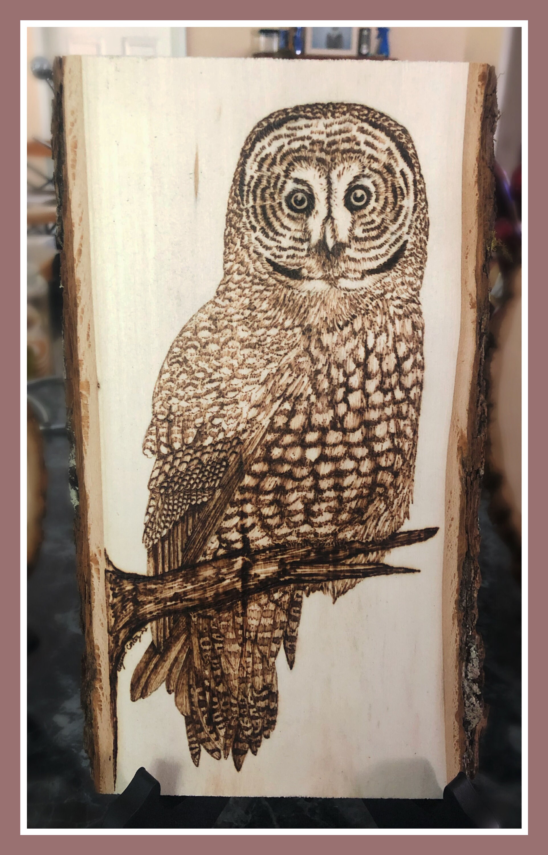 Wood Burned Great Grey Owl on Basswood - Etsy