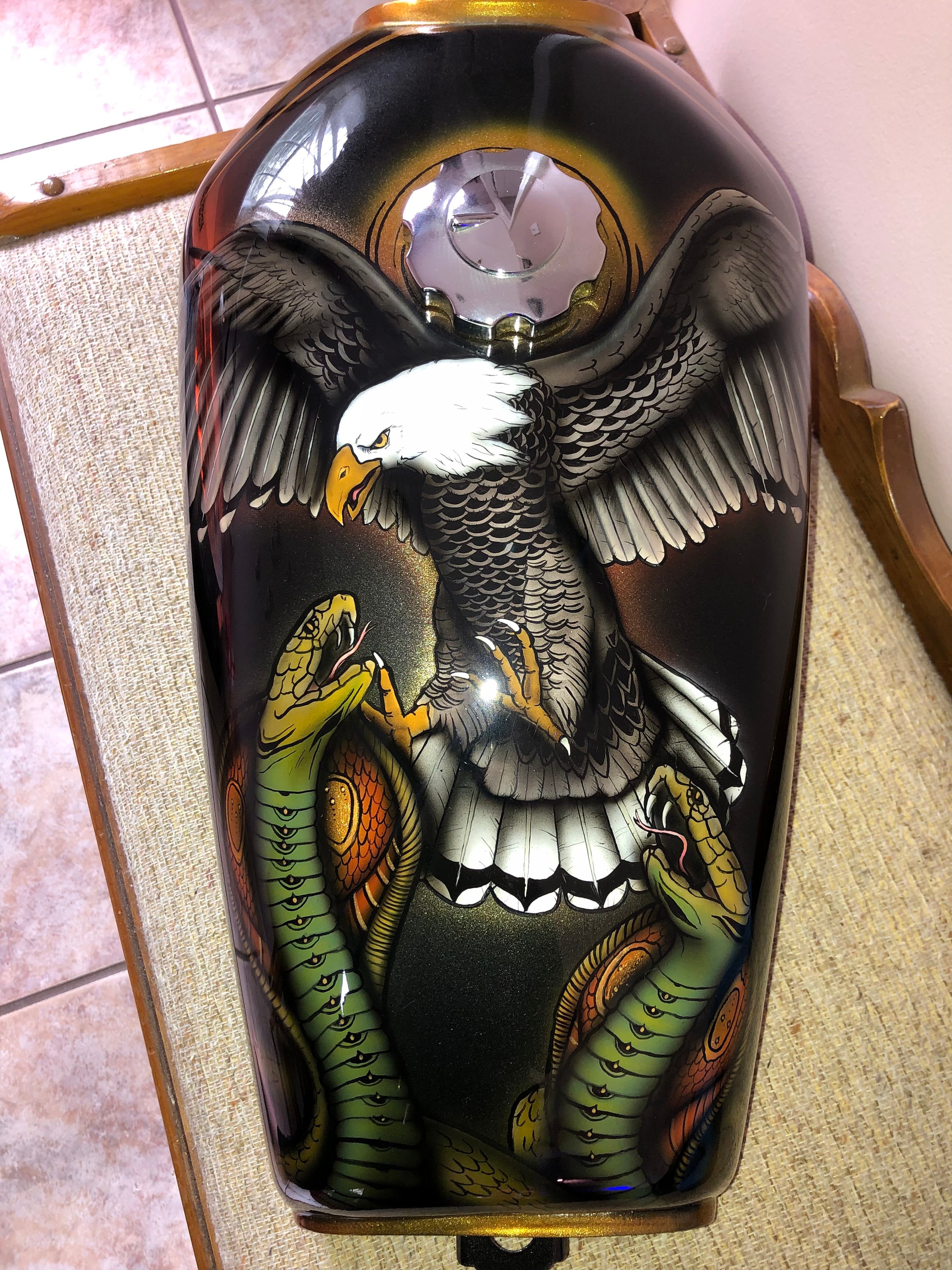 Custom Painted Honda Motorcycle Gas Tank With Snakes and Eagle - Etsy