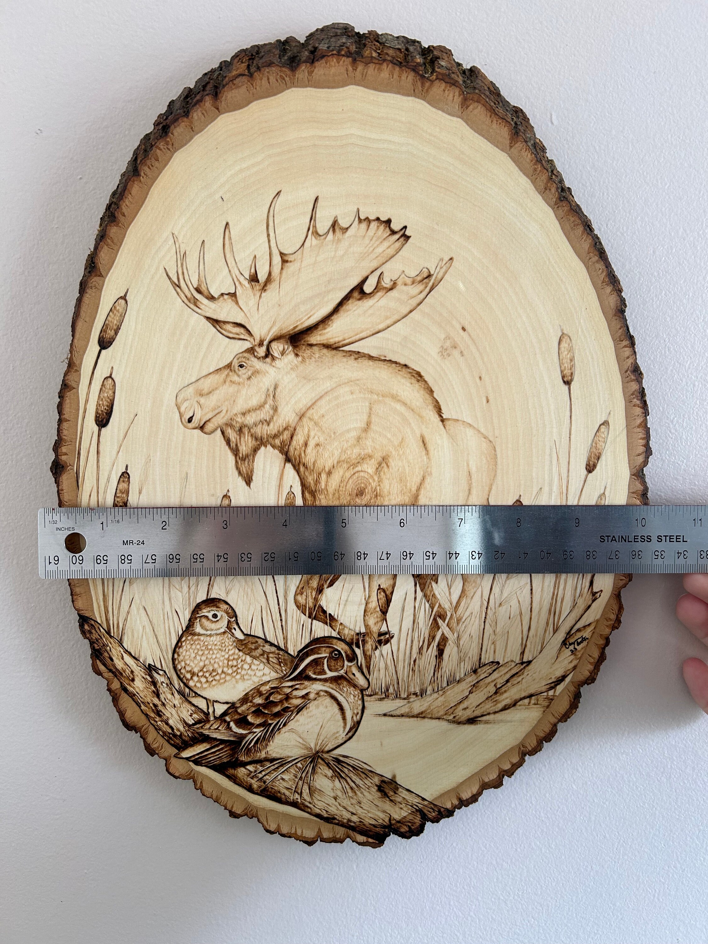 Wood Burned Moose and Wood Duck Pair. Wall Hanging Artwork. Moose and ...