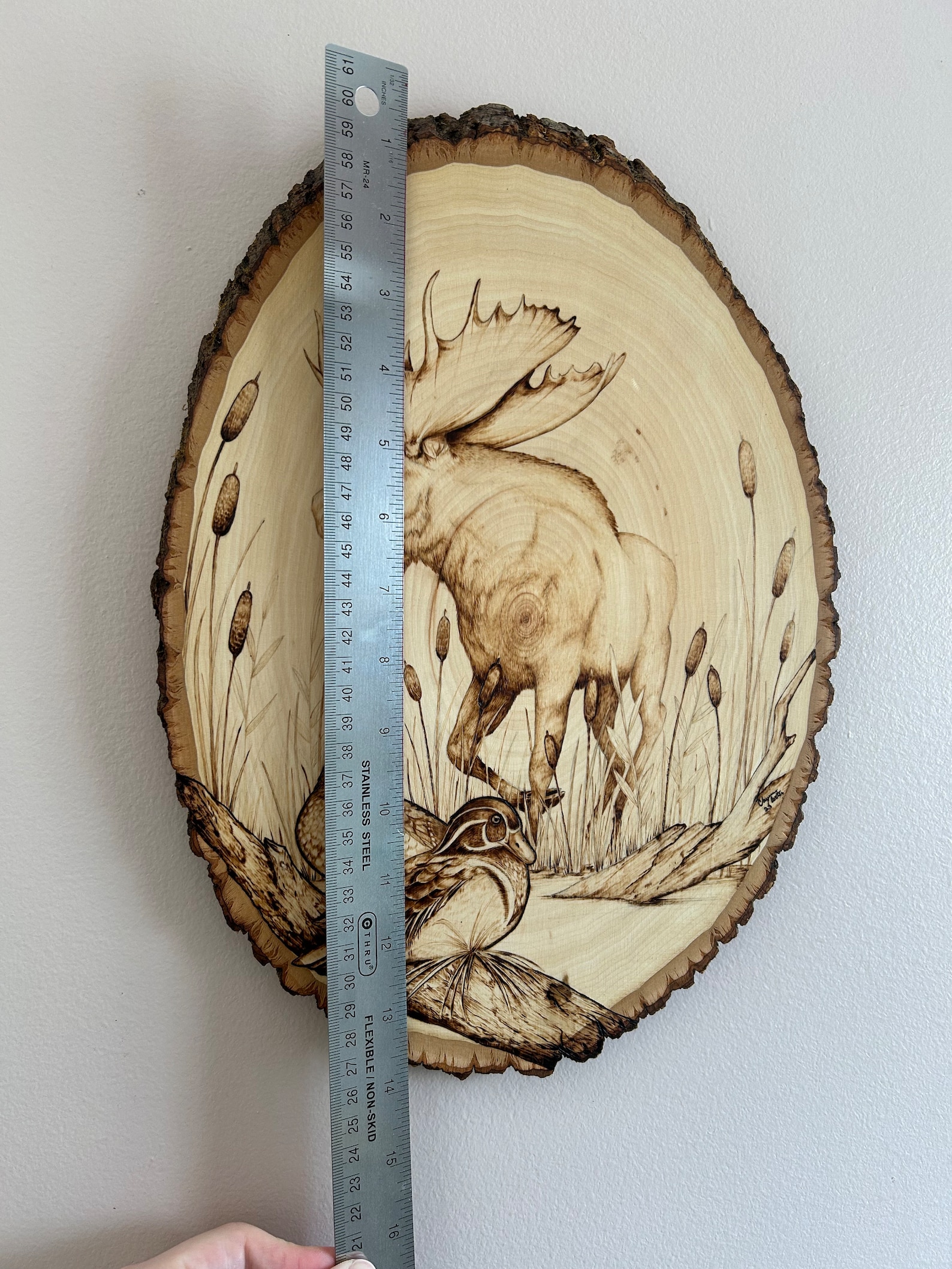 Wood Burned Moose & Ducks Wall Art, Handmade Basswood Decor - Etsy