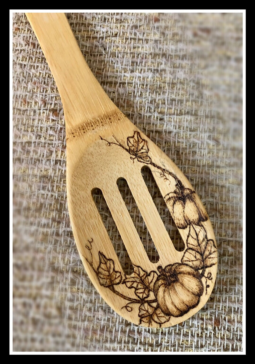 Wood Burned Spoon/utensil With Pumpkin Design - Etsy