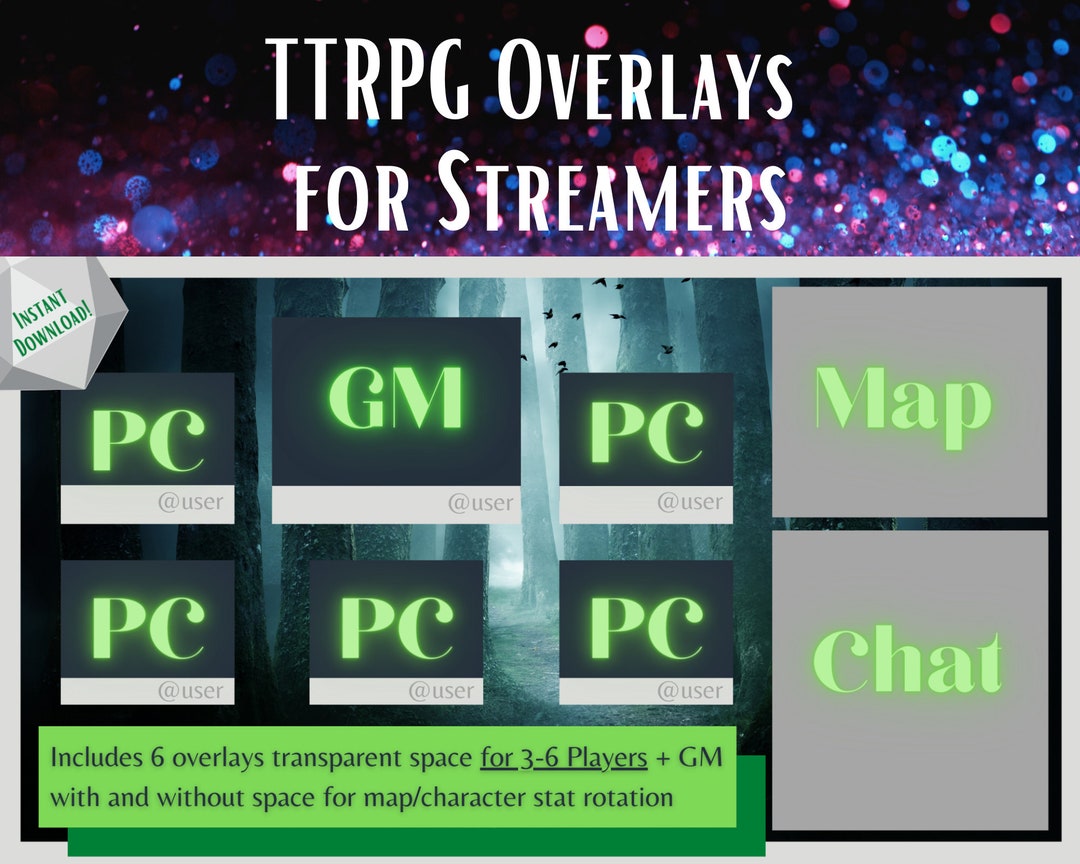 TTRPG Overlays for Streamers - Fog Forest Birds - Multiple Party Sizes ...