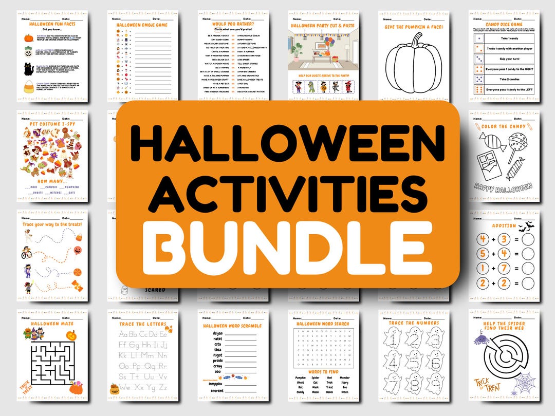 Halloween Activities Bundle for Teachers Answer Key Tracing Printable ...