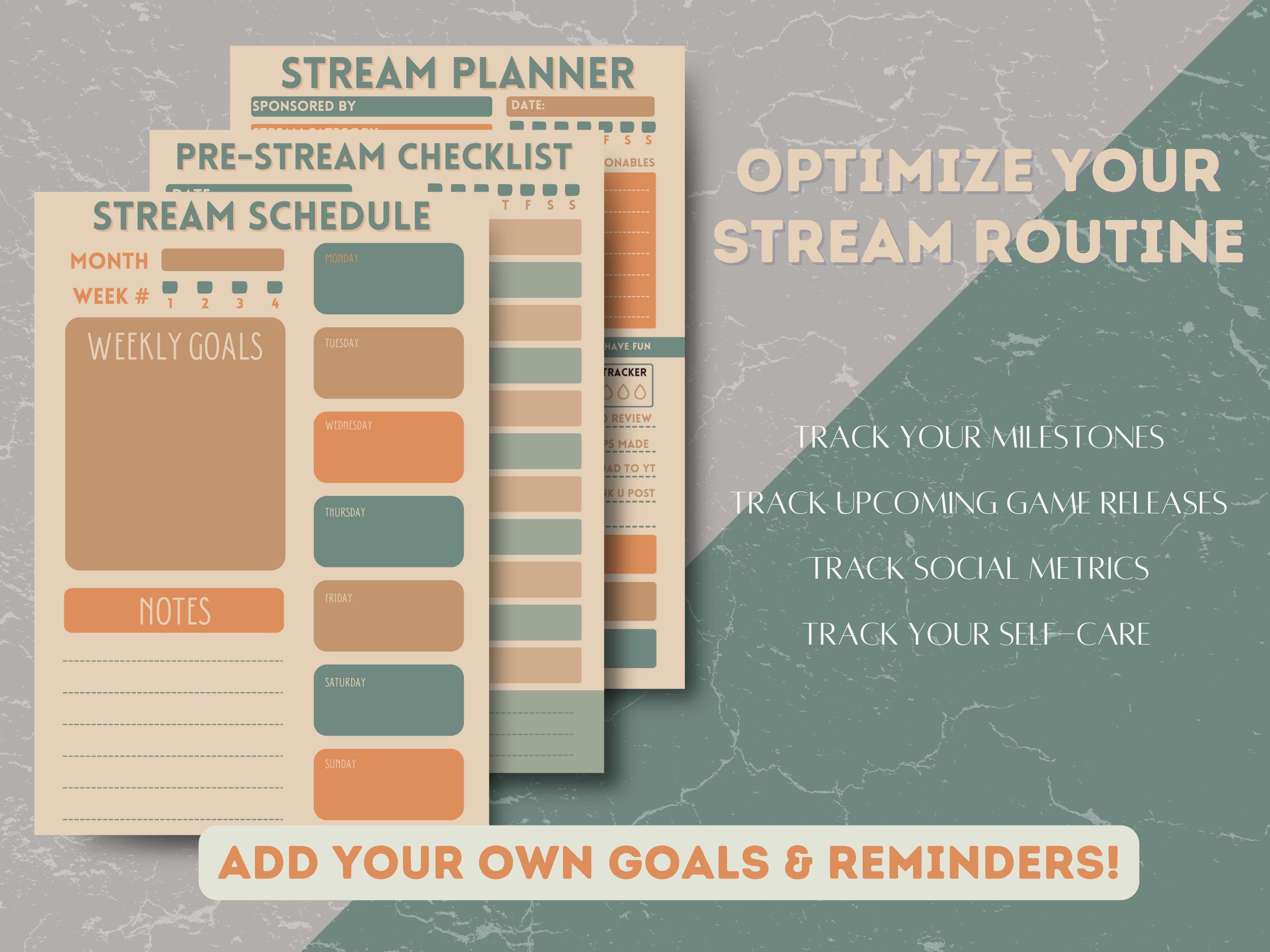 Digital Twitch Stream Planner Bundle Optimize Stream Aesthetic Digital ...