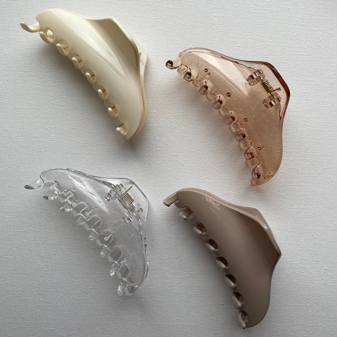 Large Acrylic Transparent Hair Claw - Champagne, Clear, White, Tan 3 ...