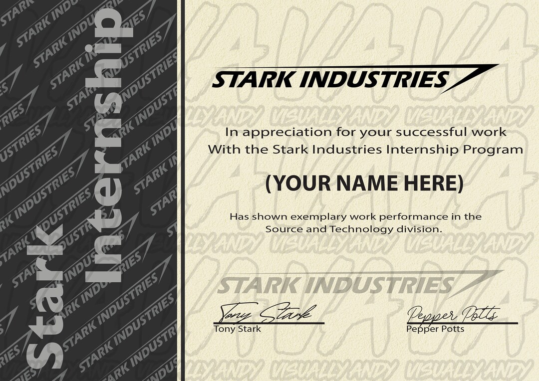 Personalised Stark Internship Print A4 - Etsy UK