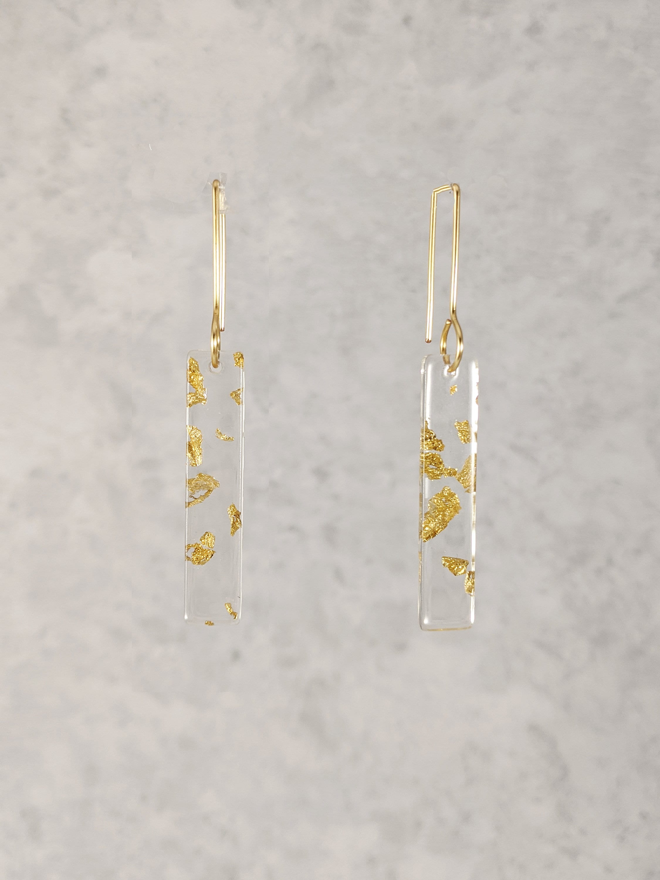 The Aurora | Handmade Resin Foil Flake Earrings, Rectangular Ear Wires ...