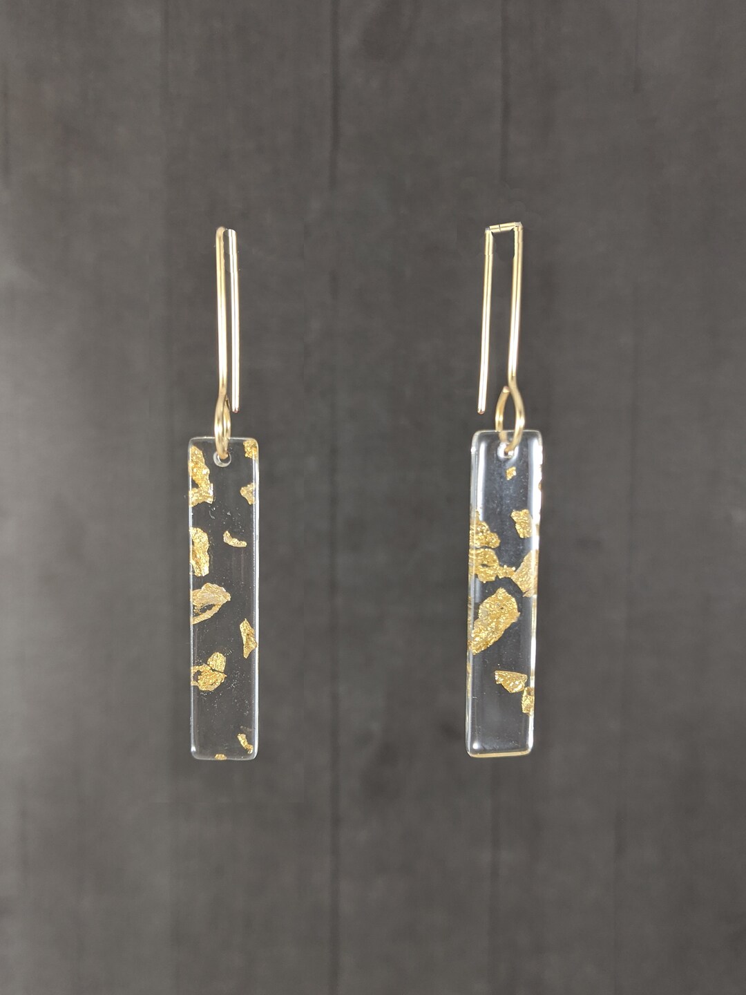 The Aurora | Handmade Resin Foil Flake Earrings, Rectangular Ear Wires ...