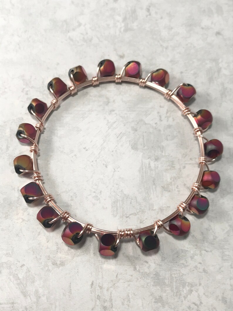 The Dixie Handmade Wire-wrapped Metallic Glass Bead Bangle - Etsy