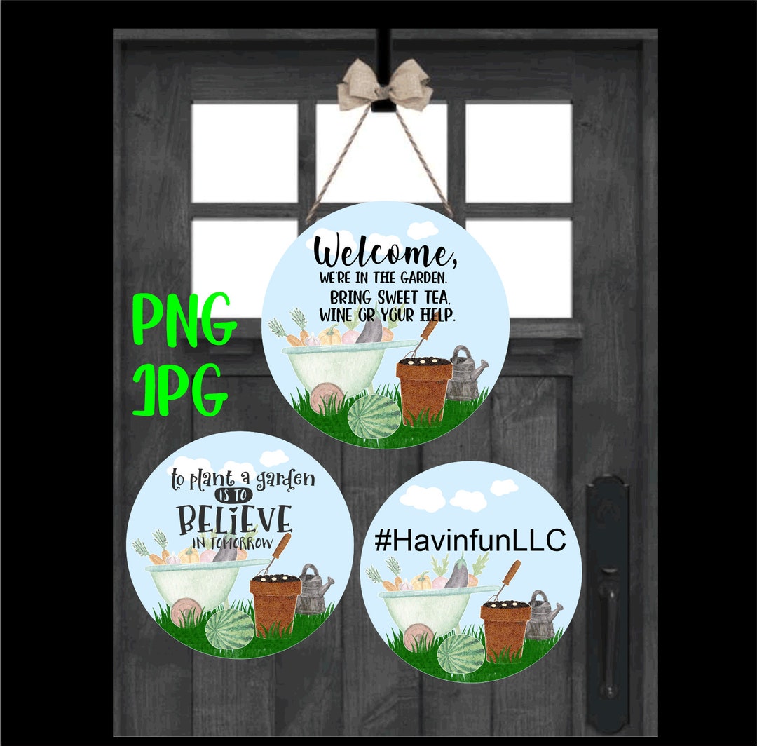 DIGITAL FILE, Garden Design Door Sign, Round Door Sign Designs, Door ...