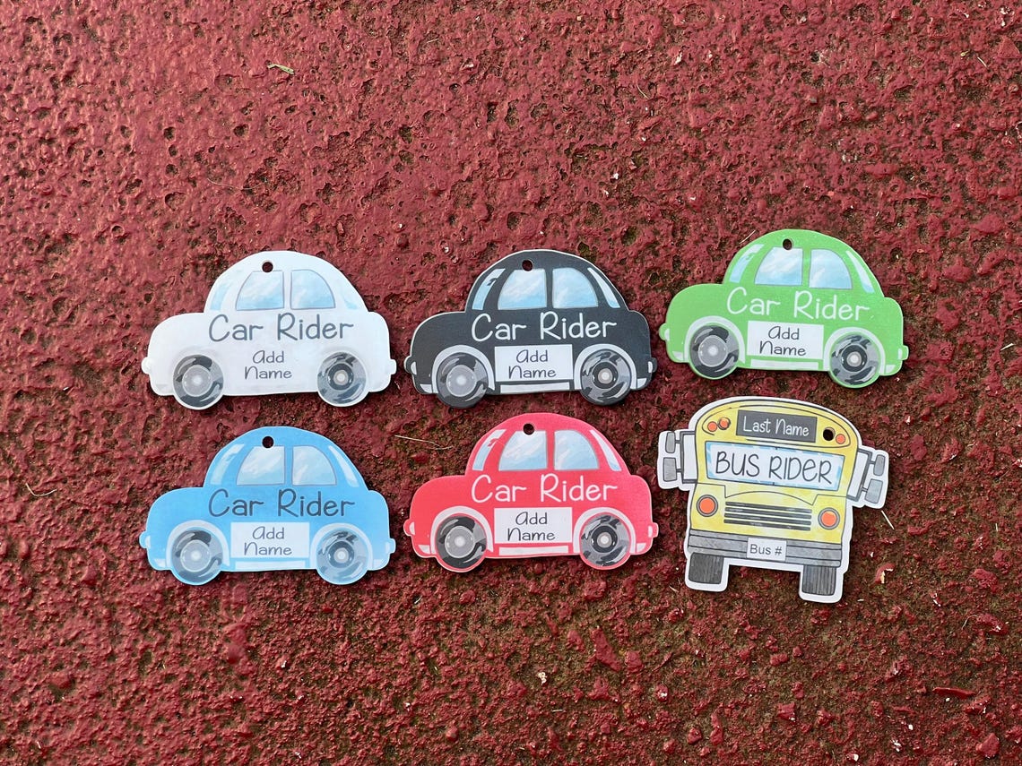 Editable School Bus/car Rider Bag Tags: Back to School Digital Download ...