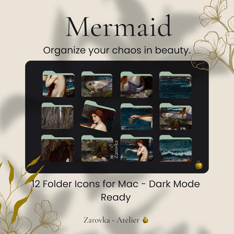 Desktop Folder Icons - Mermaid Mac Folder Covers - Computer Screen ...