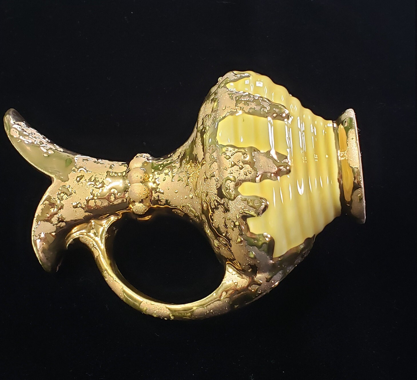 Vintage MCM SAVOY Weeping Gold Pitcher Ewer Vase Yellow Ribbed. - Etsy