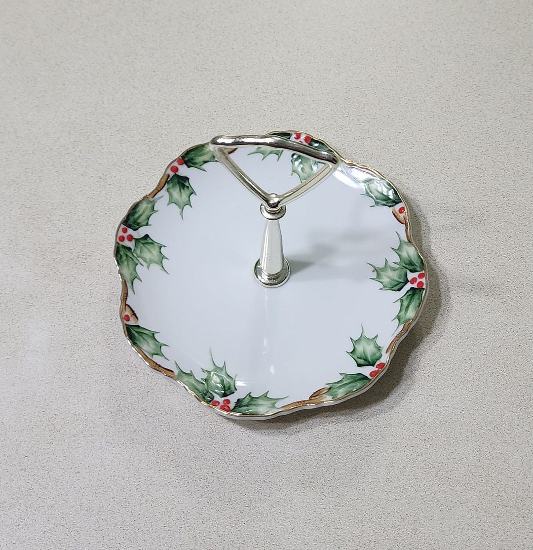 Vintage Lefton Handled Tidbit Tray Plate Holiday Holly Berries - Etsy