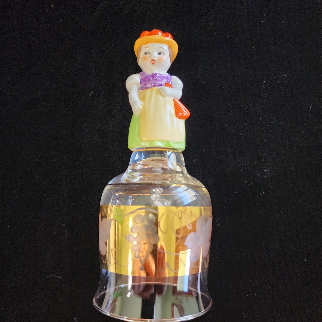 Vintage Goebel Bell With Gold Etched Cut Design With Lady Figurine ...