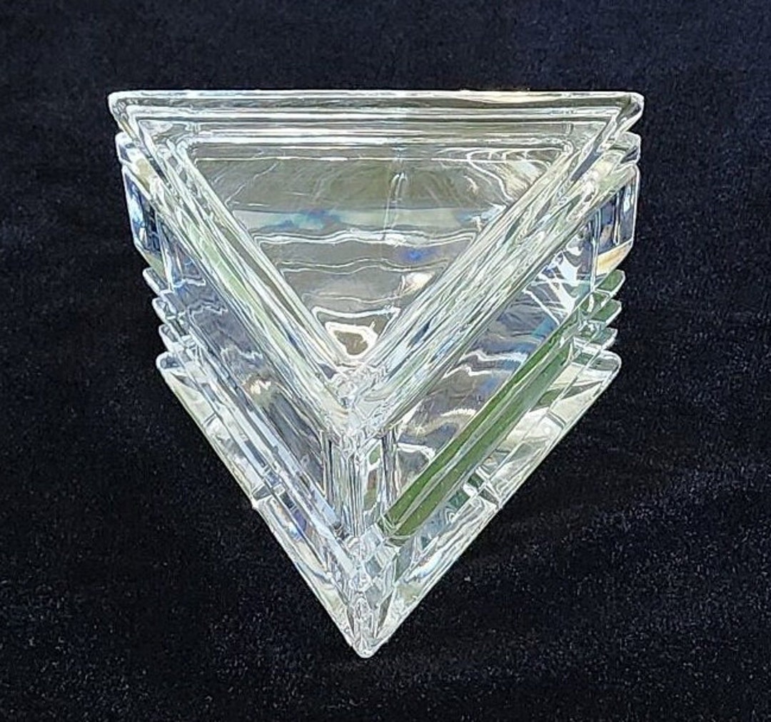 Stunning Triangle Crystal Lead Glass Triangle Dish Box Container ...