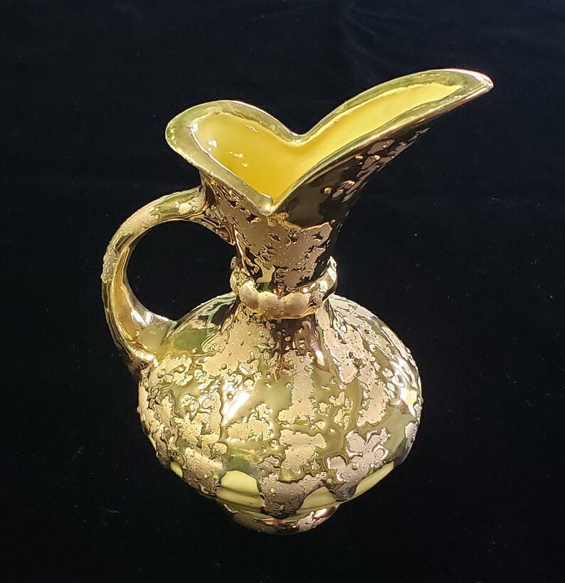 Vintage MCM SAVOY Weeping Gold Pitcher Ewer Vase Yellow | Etsy