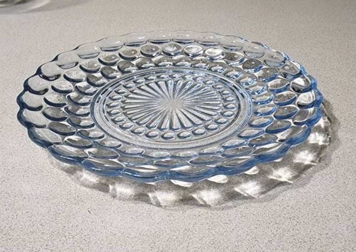 Vintage Depression Glass Blue Bubble Salad Snack Plate 6 3/4 - Etsy