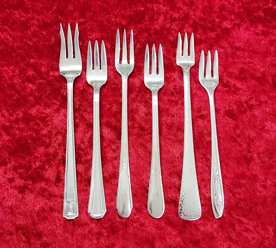 Vintage Collection of 6 Sea Food Cocktail Forks Silver Plate. Longest 6 ...