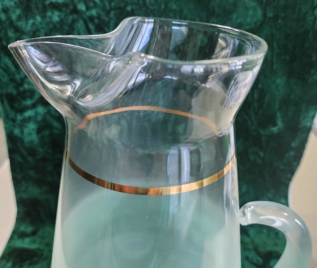 Mid Century BLENDO Pitcher by West Virginia Glass in Green Frost Fade ...