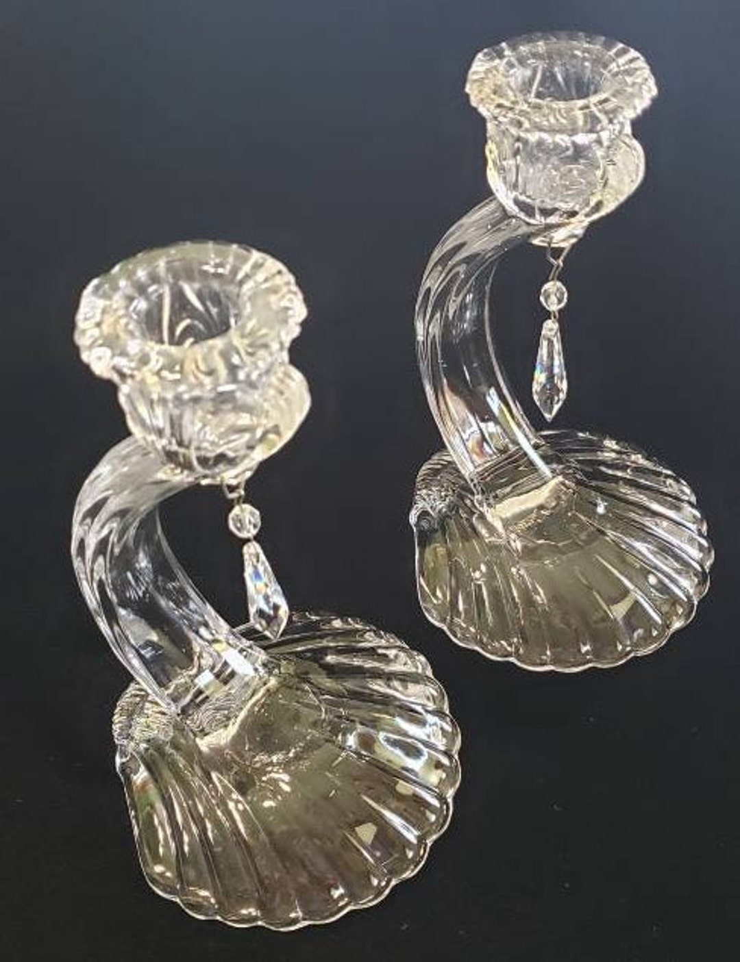 CAMBRIDGE CAPRICE Antique Pair of Candlesticks With Shell Base. 2 Sets ...
