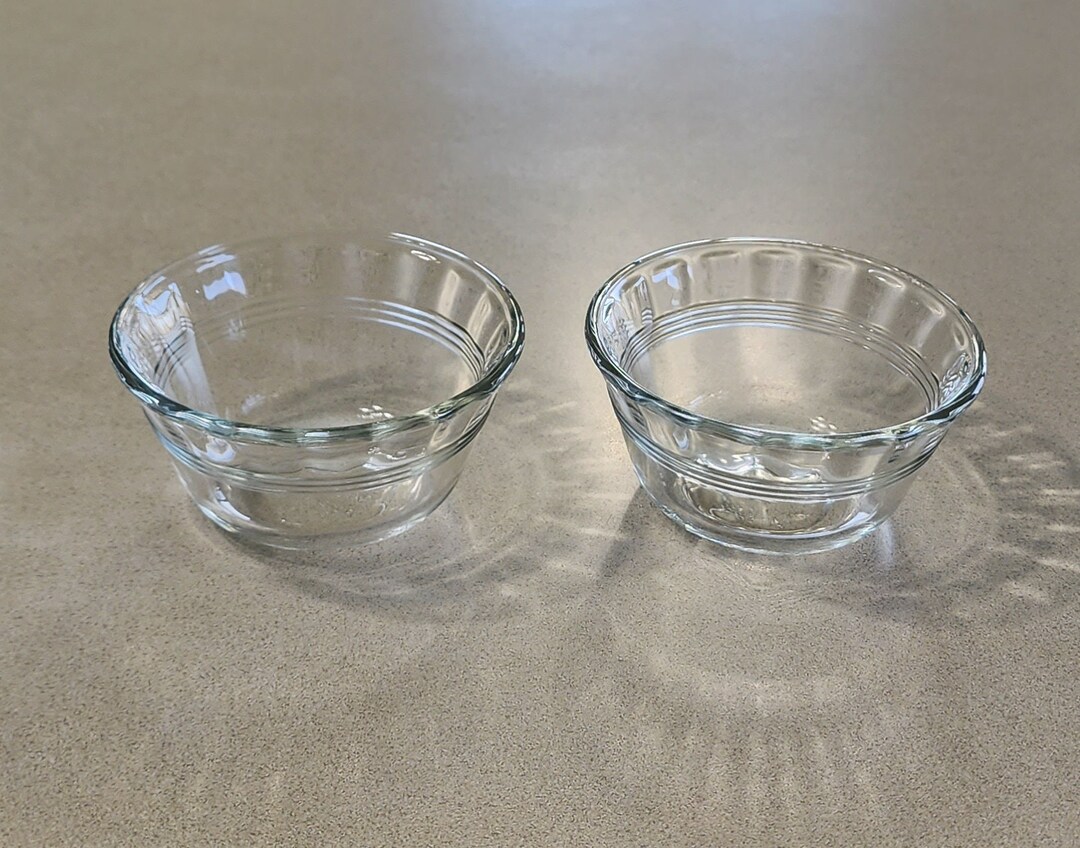 2 Pyrex Food Prep Ramekin Custard 175 Ml Clear Scalloped Edge Rings. 2 ...