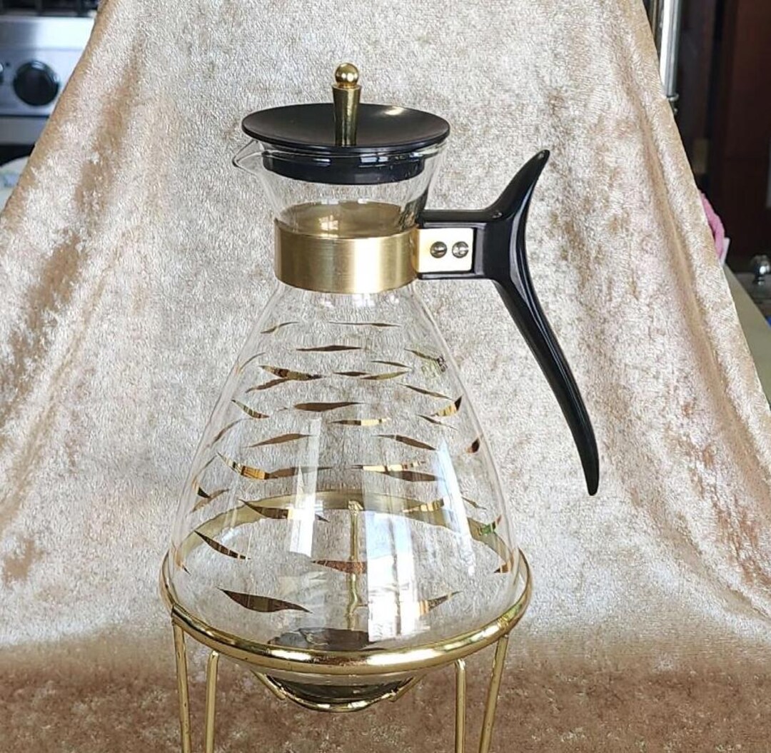 Mid Century MCM PYREX 8 Cup Coffee Carafe With Lid, Stand, and Candle ...