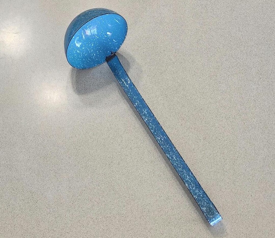 Antique Enamelware Metal Long Handled Ladle or Dipper. Pretty Turquoise ...
