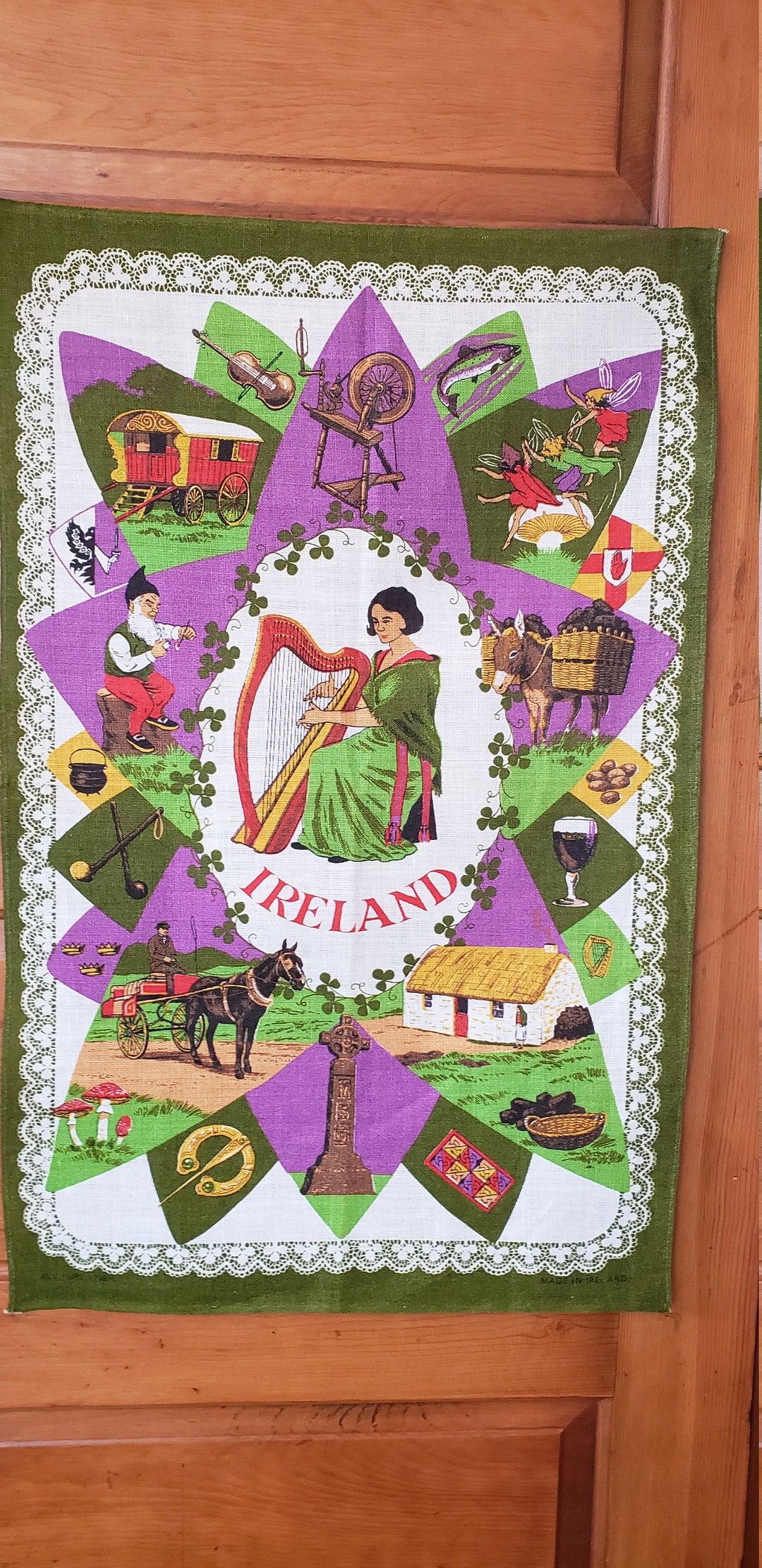 IRISH LINEN Wall Hanging With Beautiful Colors and Pictures, 19 1/2 X ...