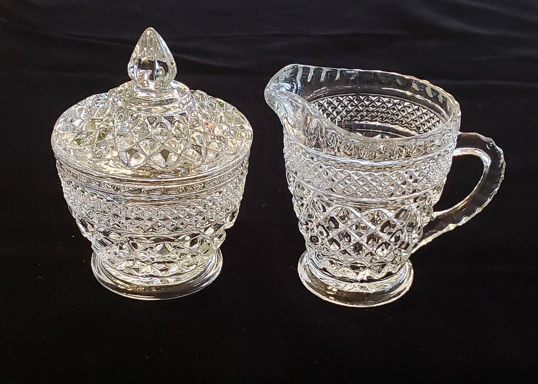 Mid Century Wexford by Anchor Hocking Cream Pitcher and Sugar Bowl With ...