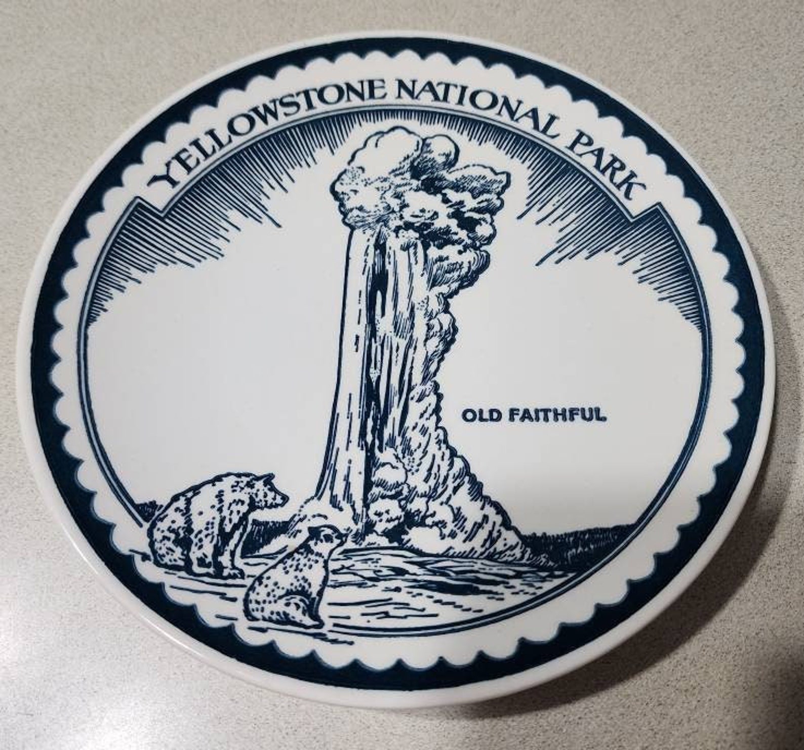 Rare Vintage Yellowstone Old Faithful Souvenir Plate of American ...
