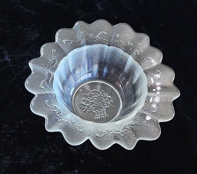 Vintage GOEBEL Crystal Decorative Medium Bowl With Bouquet in Basket at ...