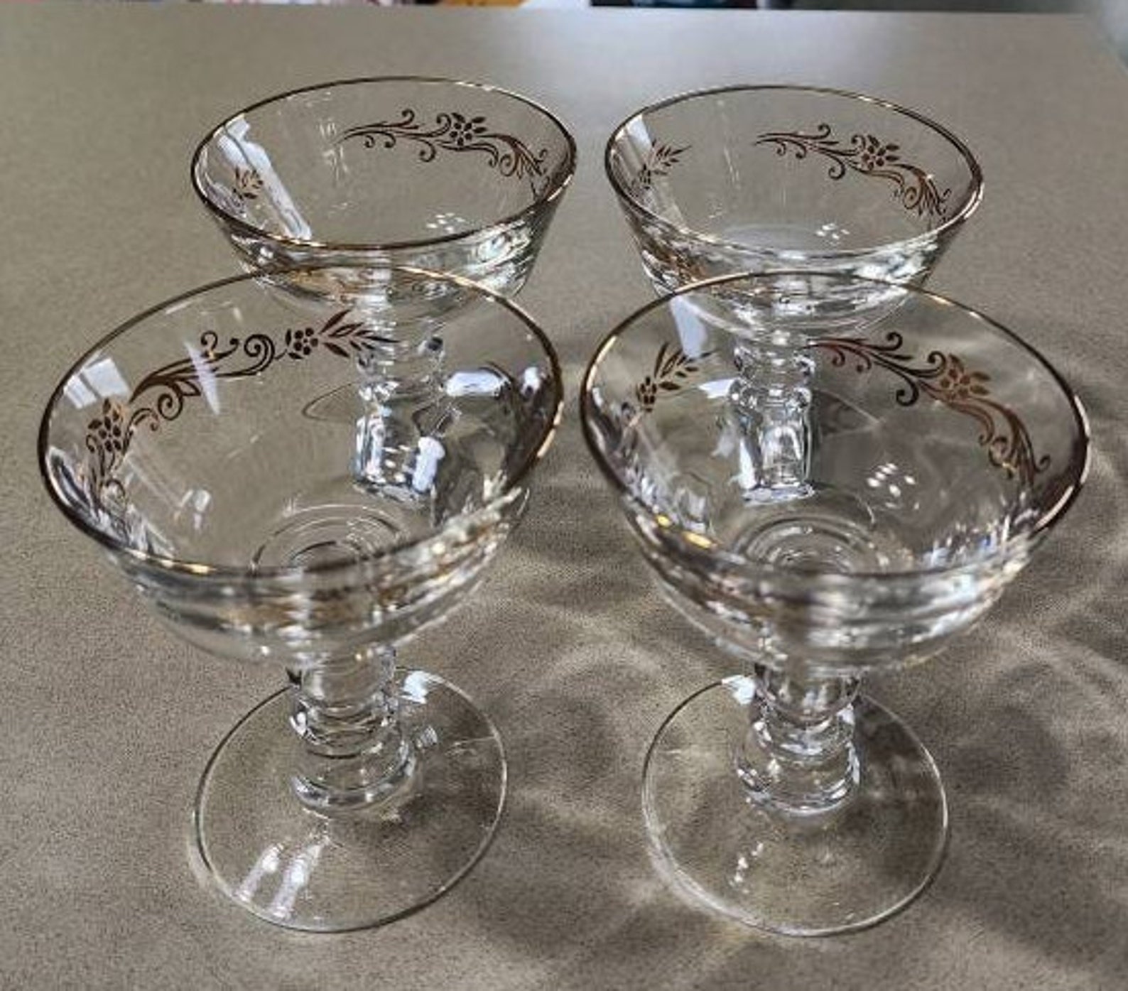 Vintage Lifetime Gold Crown 4 Sherbets, Homer Laughlin Match Dinnerware ...