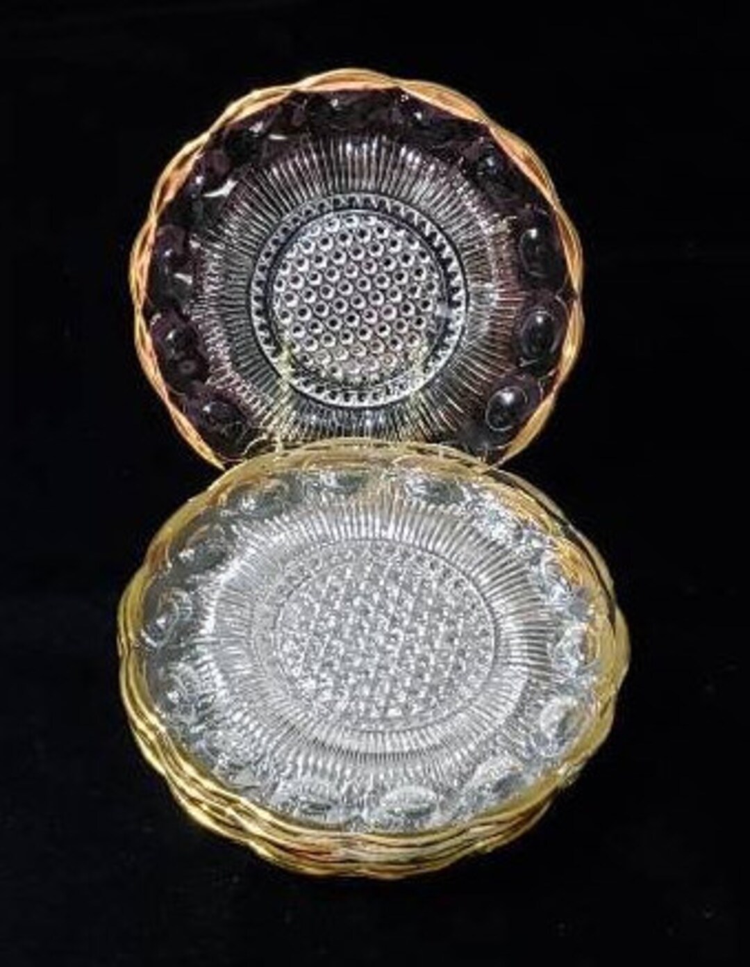 Vintage EAPG 5 Small Plates With Gold Scalloped Edge. Measure Abbout 6 ...