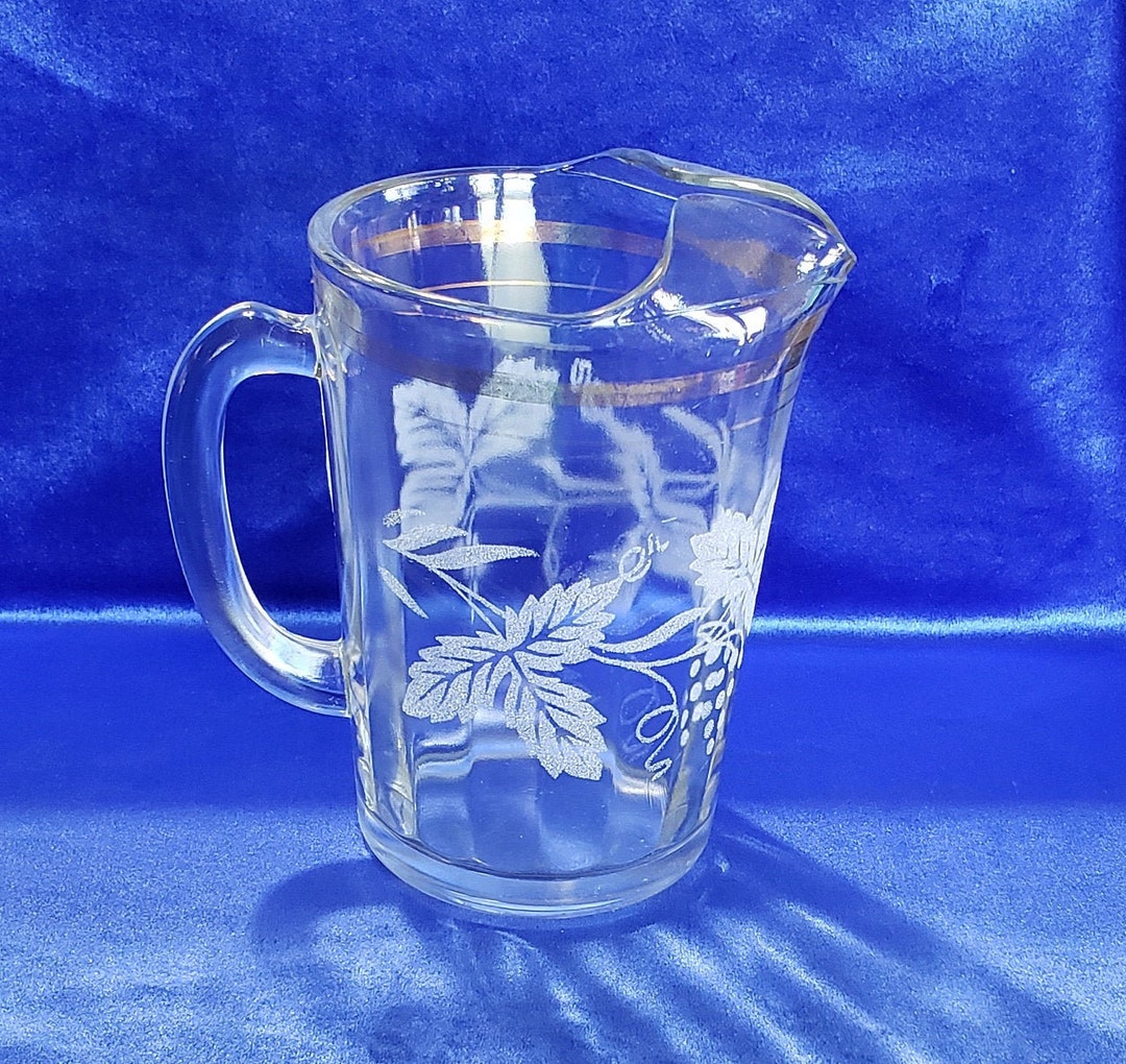 Vintage Bartlett & Collins Etched Frosted Grapes and Leaves Paneled ...