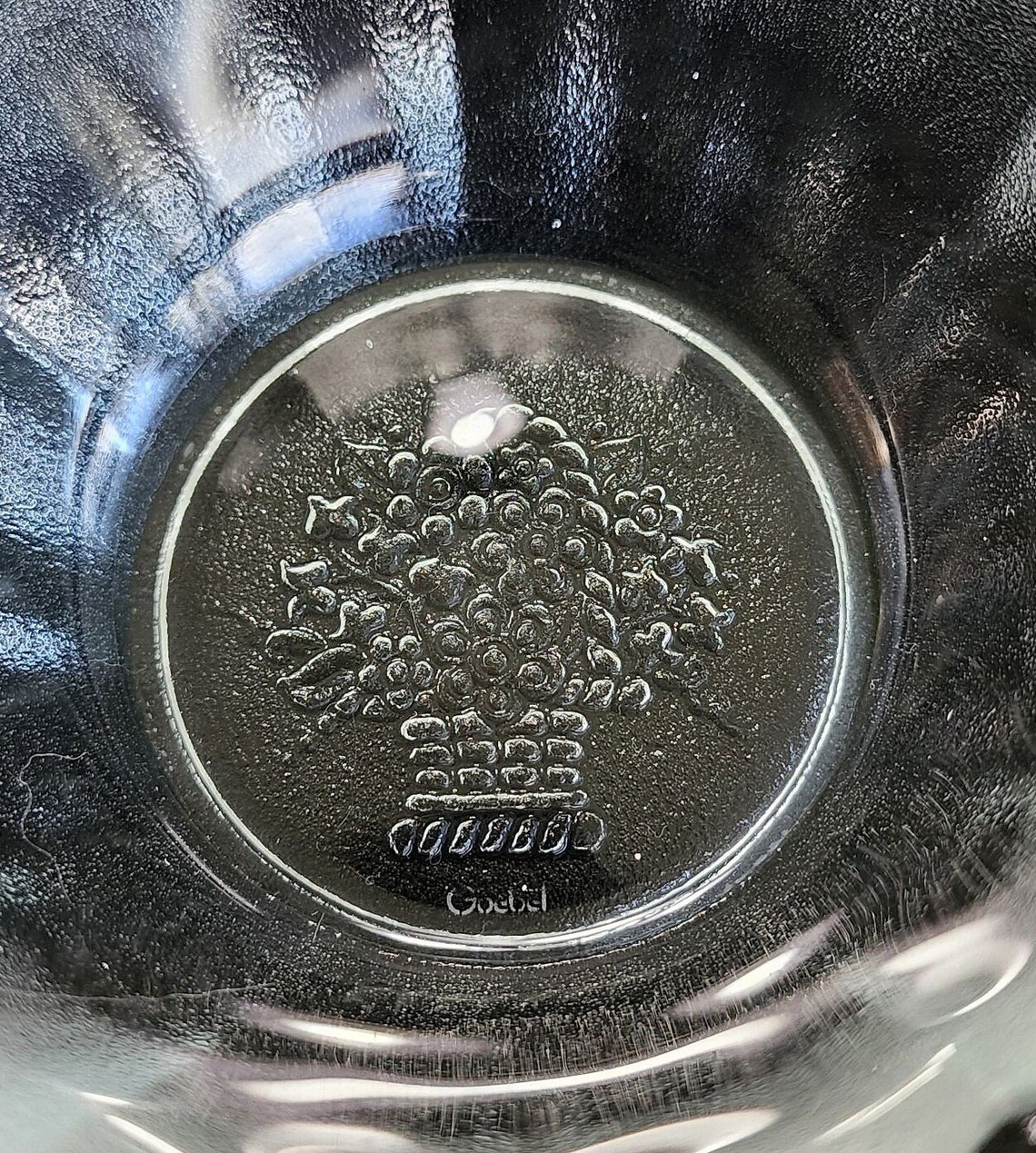 Vintage GOEBEL Crystal Decorative Medium Bowl With Bouquet in Basket at ...