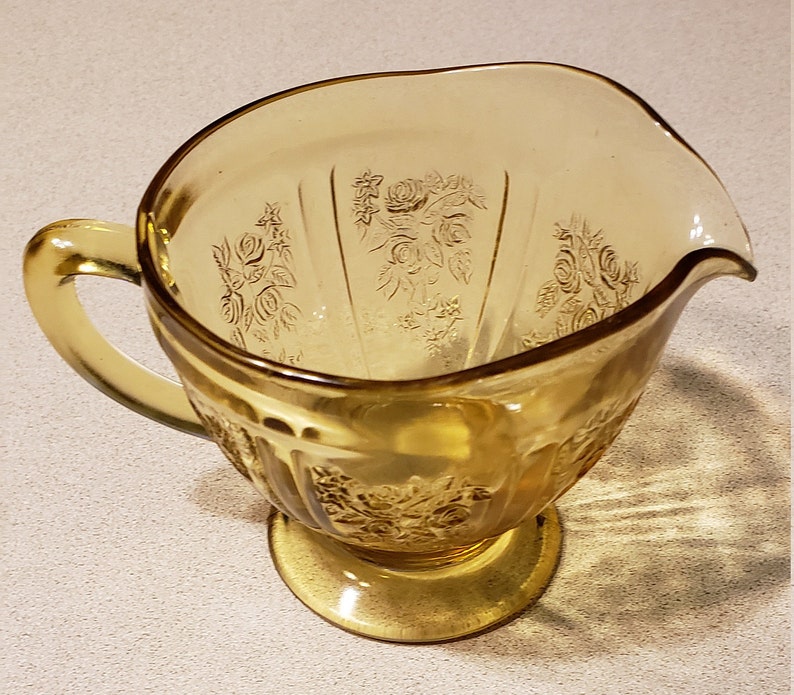 Vintage Depression Glass Mayfair Open Rose Yellow Creamer. - Etsy